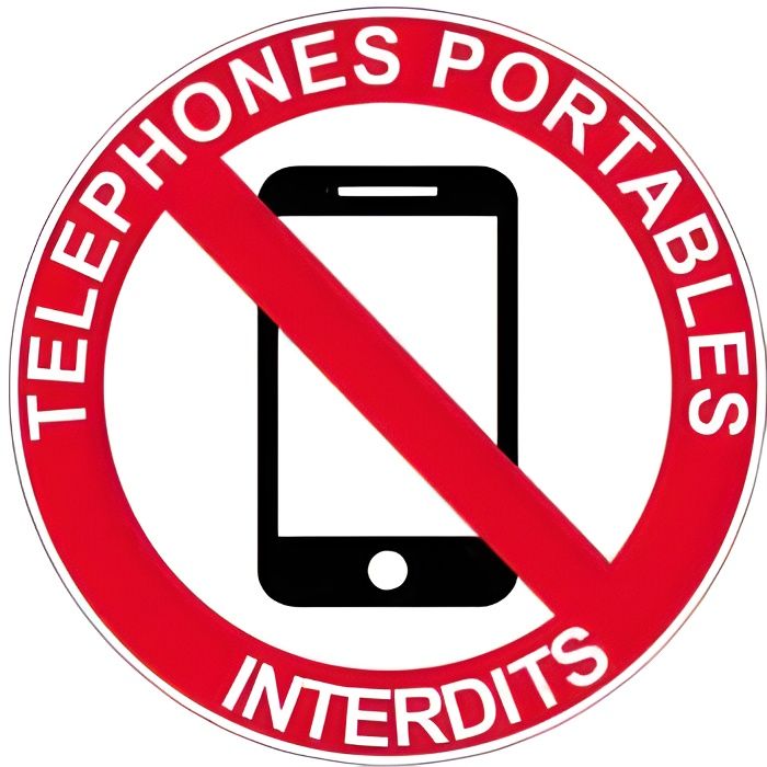 Autocollant sticker adhesif signalisation panneau telephone portable ...