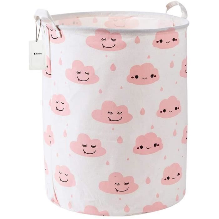 Fieans Pliable Panier à Linge Coton Lin Corbeille de Rangement Rond Sac ...