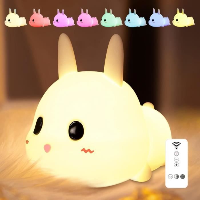Veilleuse Bébé Enfant Lapin 8 Couleur Lumière Lampe De Nuit Led ...