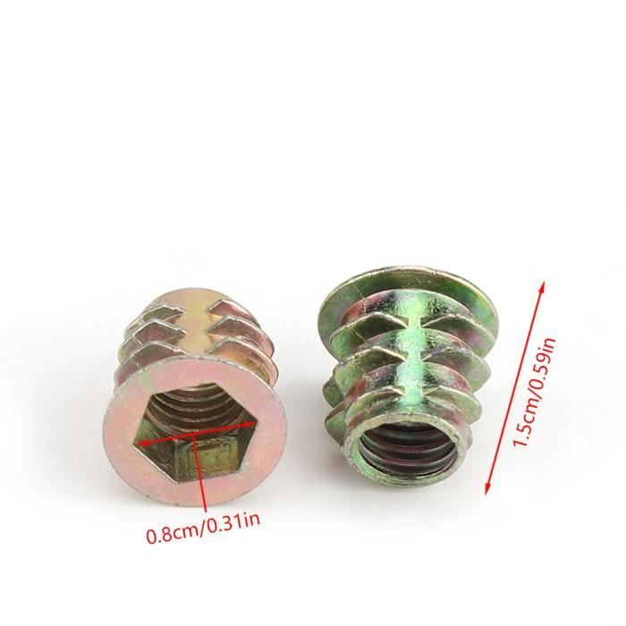 EJ.life écrou hexagonal d'alliage de zinc 20Pcs M8 Filetage 15mm d ...