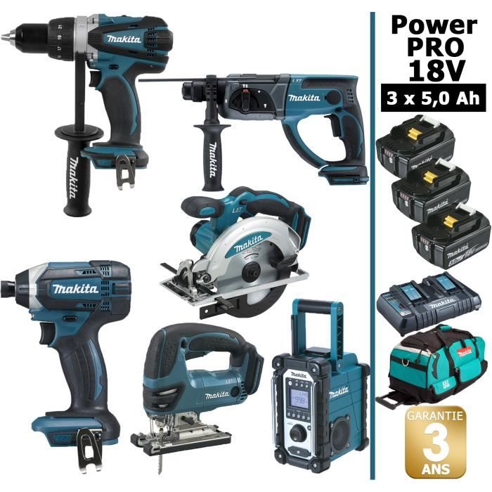 Pack de machines outil - Makita - Power PRO 6 outils 18V: Perceuse ...