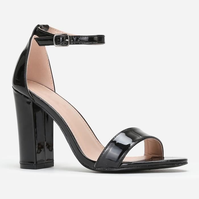 Sandales - LA MODEUSE - Noir - Talon carré - Bride - Femme Noir ...