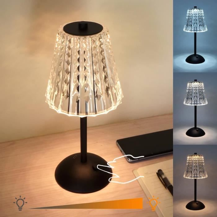 Lampe De Table Sans Fil, Lampe À Piles Rechargeable, 3 Modes De Couleur Et Lampe Tactile Led À ...