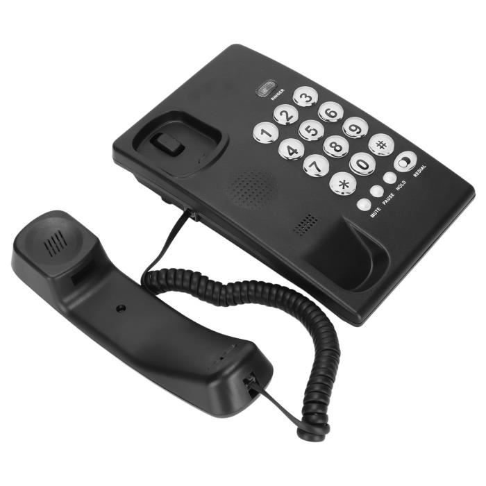 Tbest Téléphone fixe KX‑T504 Téléphone Filaire Simple Téléphone de Bureau Multifonctionnel avec ...