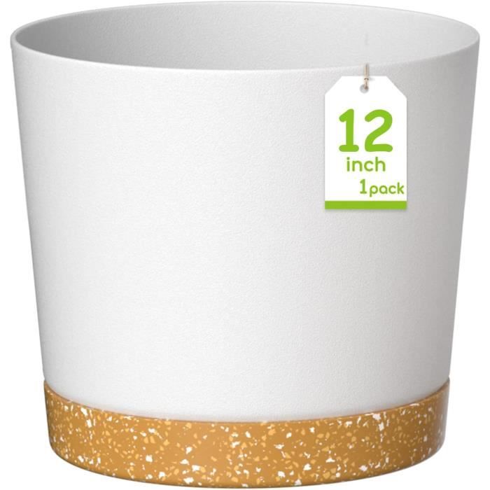 Pot de Fleur de 30 cm, Pot de Fleur Moderne avec Trous de Drainage et ...