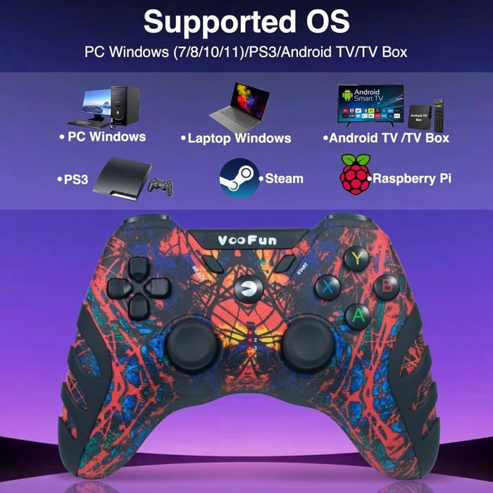 Manette Pc/Ps3 Sans Fil,2,4G Gamepad Pc Avec Double Vibration,Gamer ...
