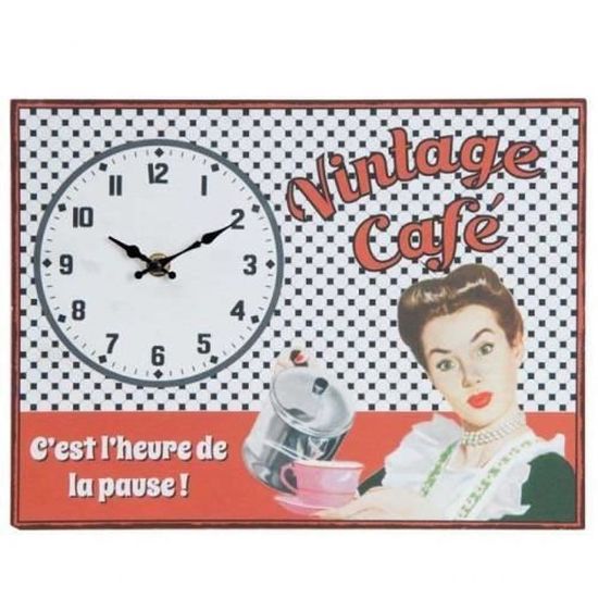 Horloge - Pendule vintage café 'l'heure de la pause' - Métal ...