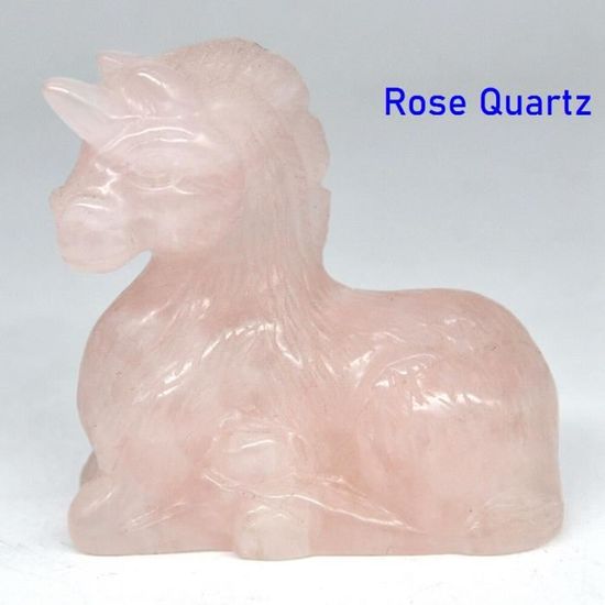Statue de licorne - Décoration - Pierre naturelle - Quartz Rose ...