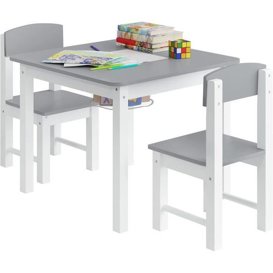 WOLTU Ensemble de Table et Chaises pour Enfant, avec Plaque de Base de Bloc, Plateau Réversible ...