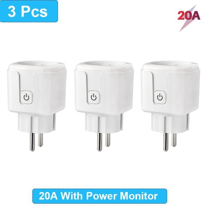 20A 3PCS Ue Plug-Tuya-Prise intelligente WiFi EU avec contrôle de l ...