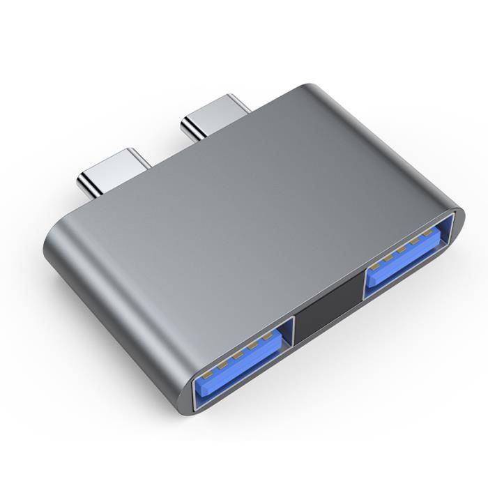 USB3.0-USB3.0 - Adaptateur OTG HUB double Type C 2 en 1 pour Macbook ...