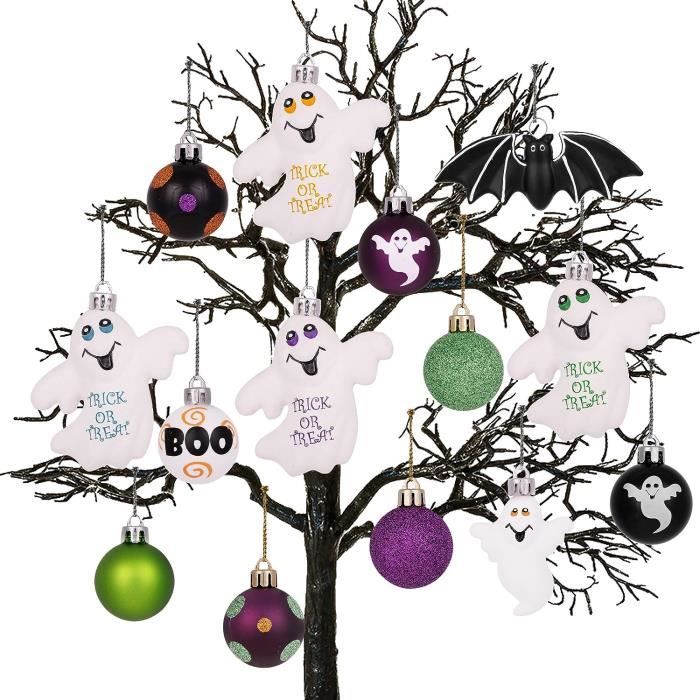 24Pcs Boule D'Halloween, Arbre Sapin Halloween Décoration À Suspendre ...