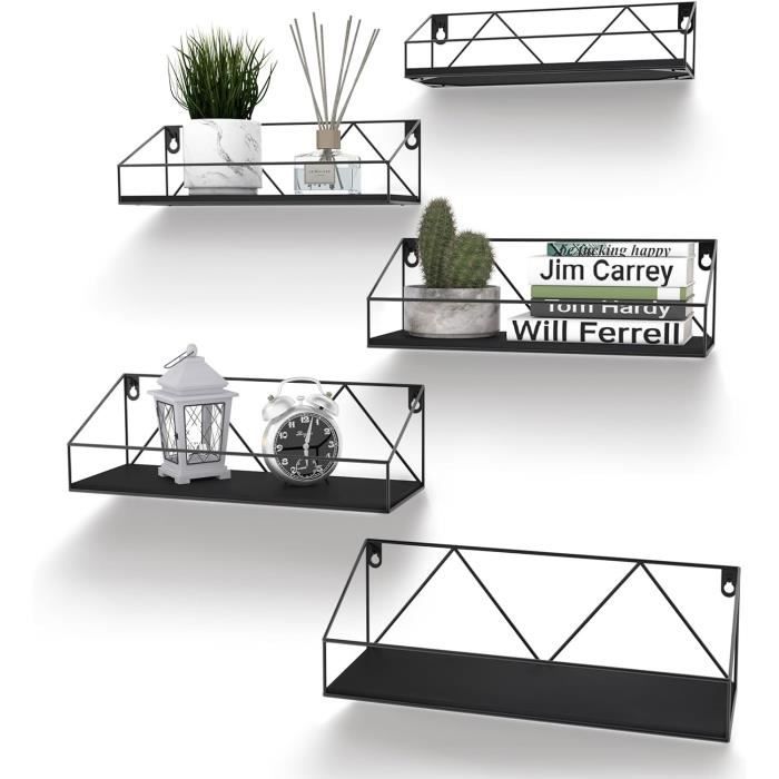 41CM Étagères Murales Noirs avec Un Rebord, Design Créatif en Fer en ...