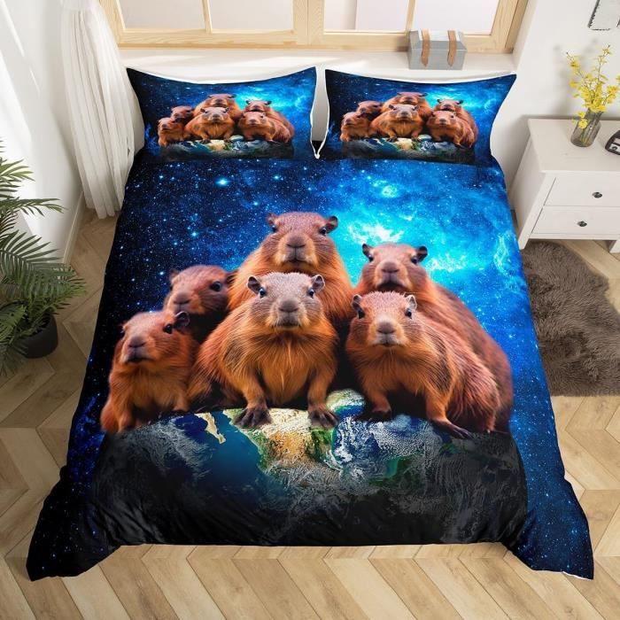Intéressant Mignon Capybara Housse De Couette Galaxie Capybaras Parure ...