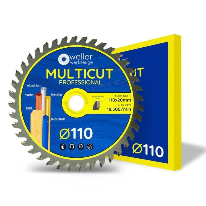 Lame de scie circulaire professionnelle Multicut - 110 x 20 mm - 40 dents - Pour aluminium ...