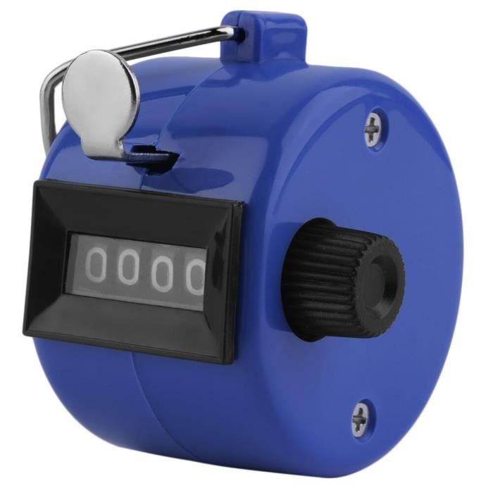 Numéroteur manuel numérique chromé, compteur bleu, 4 chiffres ...