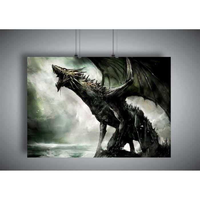 Poster Dragon Versus Phoenix Fantasy Déco wall art - A3 (42x29,7cm ...