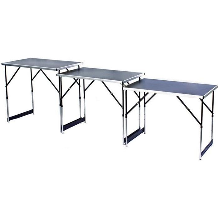 Table pliante - Multifonction - Ensemble de 3 - Réglable en hauteur ...