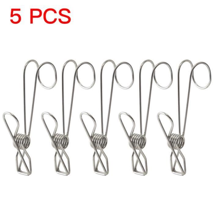 Pince à linge,Pinces à vêtements en acier inoxydable, 5 pièces ...