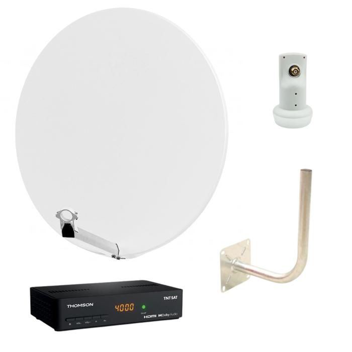 Pack HDSAT Parabole Satellite Fibre Blanche 85 cm + LNB Single + Décodeur Satellite HD TNTSAT ...