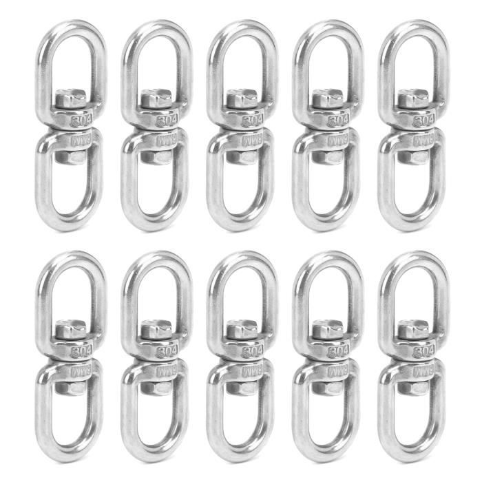 KIMISS Crochet de chaîne à double œil 10 pièces crochets pivotants M6 ...