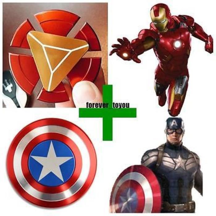 MEETCUTE Iron Man et Captain America Shield Fidget Spinner à main EDC ...