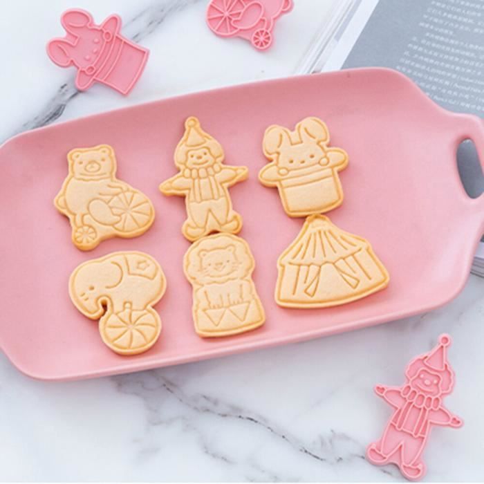 Rose 6 pcs/set Circus Biscuit Cutter Moule 3D Cartoon Biscuit Stamp ...