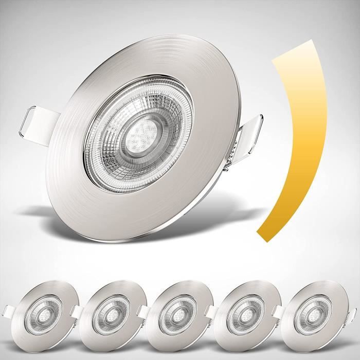 B.K.Licht lot de 6 spots à encastrer spéciales salle de bain IP44 ultraplats 25mm, dimmables ...