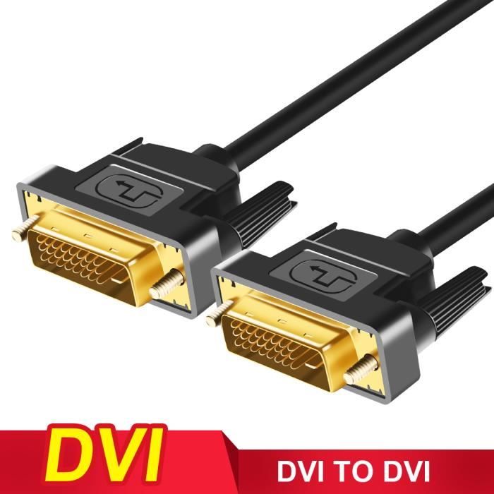 Black 1m Câble DVI 1080P Câble DVI vers DVI Câble vidéo mâle à mâle DVI ...