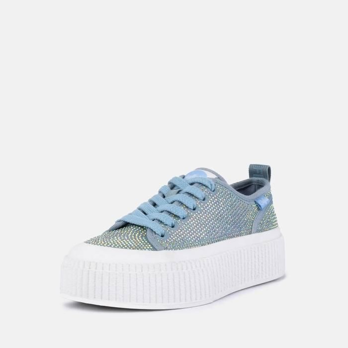Baskets femme Buffalo Madison Glam blue/silver - Cdiscount Chaussures