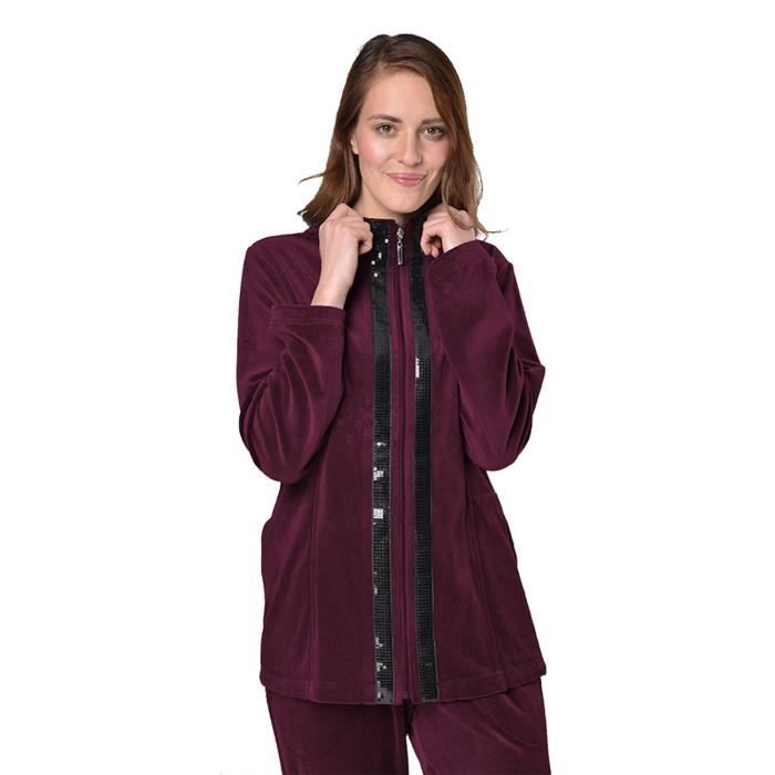 Ensemble survêtement velours DeSen 2 pièces T36-50 Bordeaux - Strass ...