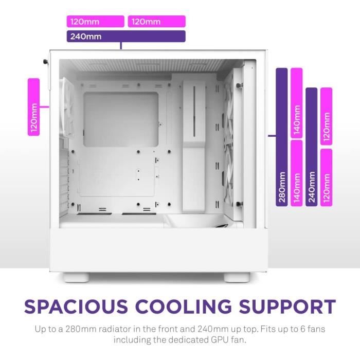 NZXT Boîtier PC Gaming H5 Flow RGB Compact ATX - Panneau Avant perforé ...