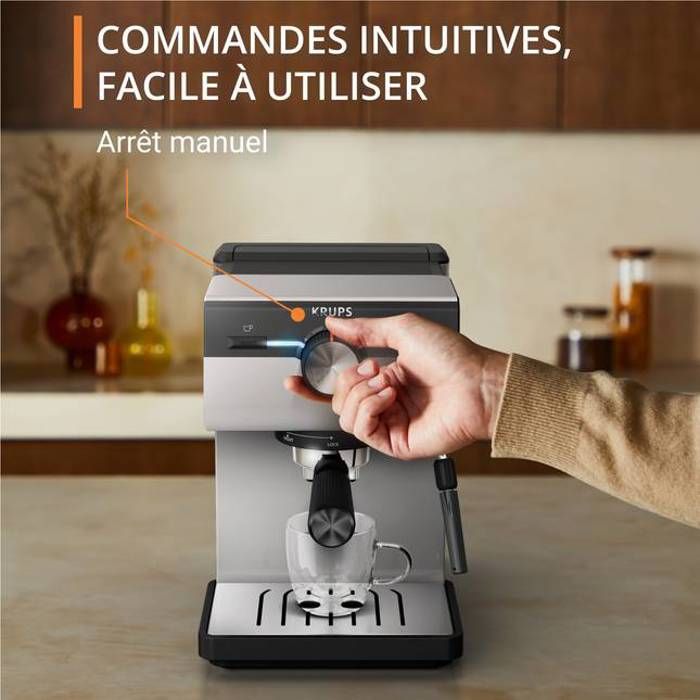 KRUPS Machine espresso manuelle, Gris clair, Authentic, XP381B10 ...