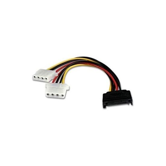 CABLING® Câble adaptateur interne d'alimentation SATA 15 broches vers 2 prises Molex 4 broches ...
