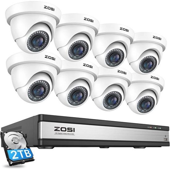 ZOSI H.265+ Kit Vidéo Surveillance, 16CH H.265+ 5MP Lite DVR et Disque ...