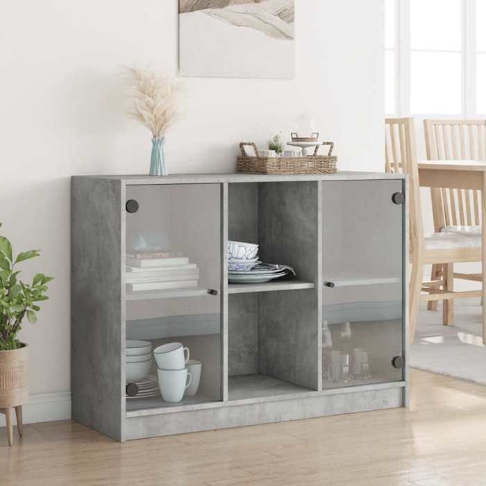 (SOLDE d'été) Placard/Buffet bas - Décor salon - gris béton 102 x 37 x ...