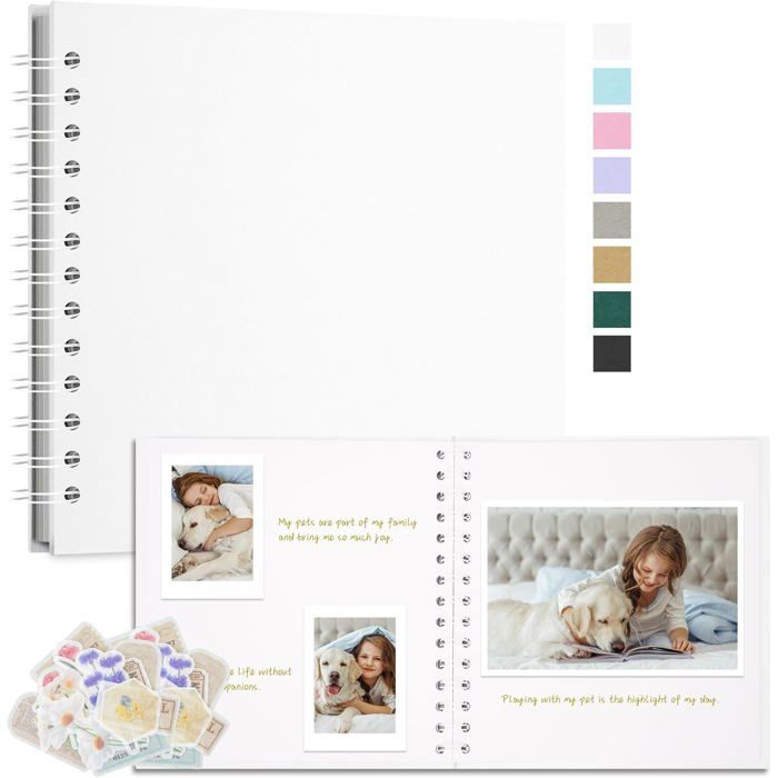 Album photo scrapbooking DIY - ZSONIX - 18x18 cm - 40 pages - Blanc ...