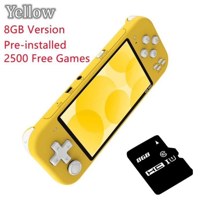 Jaune 8 Go - Mini console de jeu portable avec jeux, écran HD 4.3 pouces, cerise, jeux gratuits ...