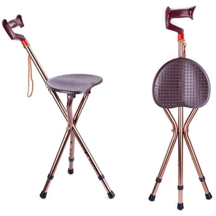 Canne De Marche Avec Siège Bâton De Marche Pliant Trépied Réglable En