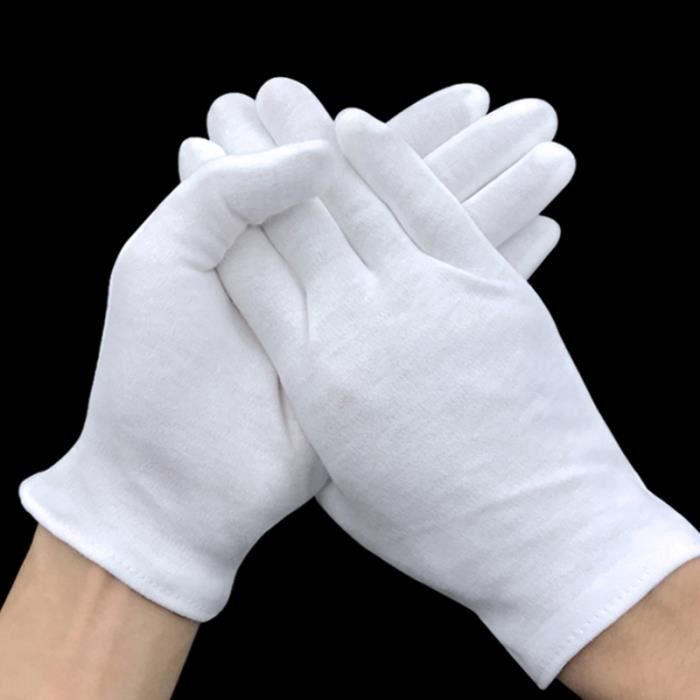 1 paire-Gants de travail blancs en coton pour mains sèches ...