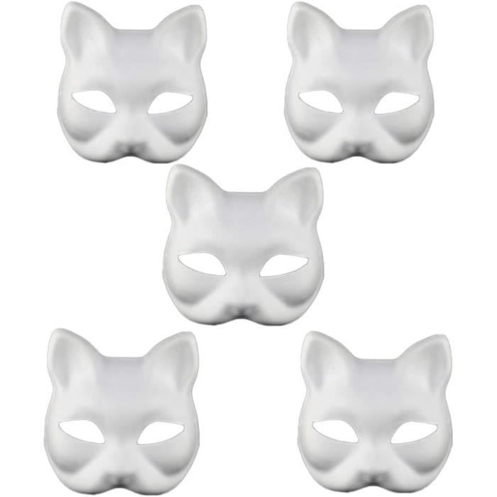 Lot De 5 Masques Blancs Pour Chat - Masques D'Art Diy Vide - Masques En ...