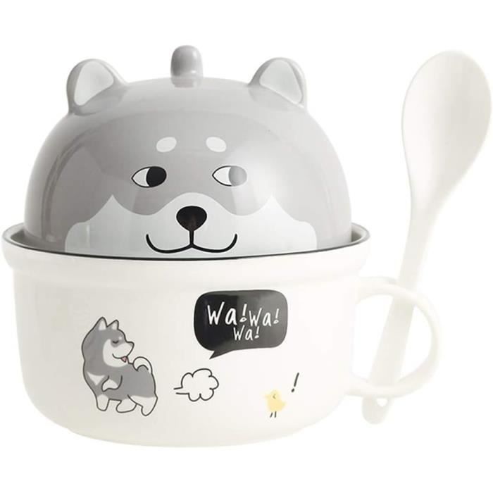 Cute Cartoon Bol En Céramique Avec Couvercle 900Ml Ramen Soup Bowl ...