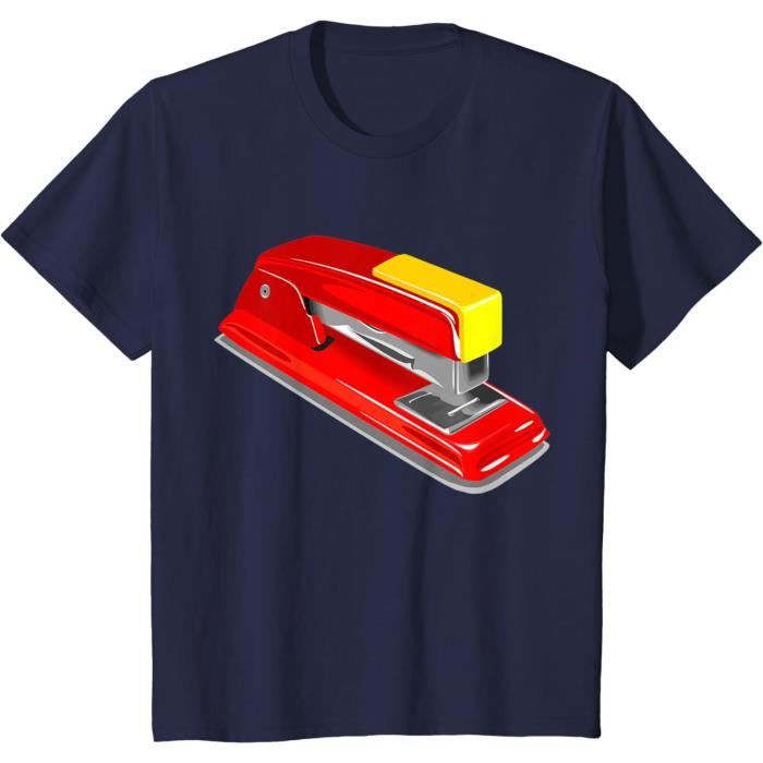 T-Shirt Humoristique - Bureau École Gadget - Agrafeuse - Homme - Bleu ...
