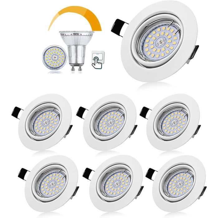 Spot LED Encastrable Dimmable Orientable,Lot de 6 Luminaires Encastrés GU10 Blanc Neutre 4500K ...