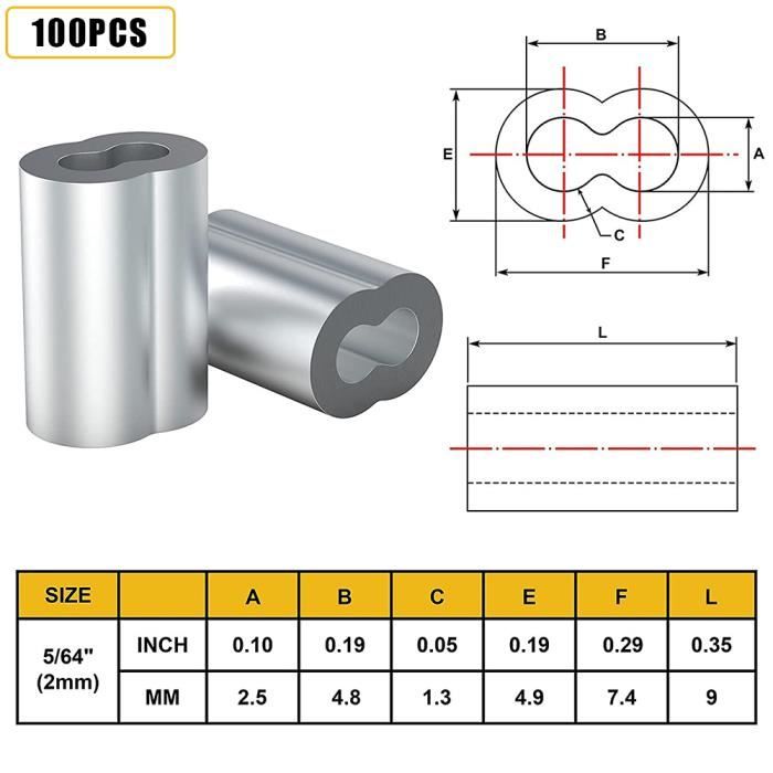 M2.0 100PCS - Sertissage De Câble Métallique, Outil De Pêche ...