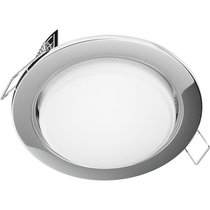 Spot Led Encastrable Zobe Plat Gx53 Chromé Rond 4,05W 372Lm Blanc Chaud ...