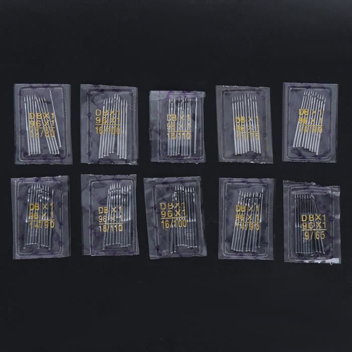 Cikonielf Lot de 10 aiguilles à coudre industrielles en métal DBx1 6 tailles pour machine à ...