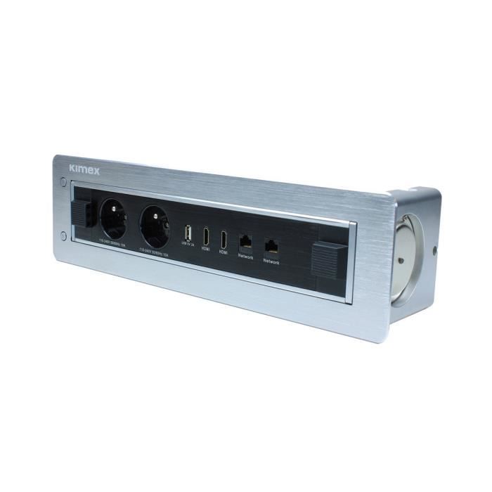 Bloc multiprise encastrable pivotant motorisé, 2xRJ45, USB, 2xHDMI ...