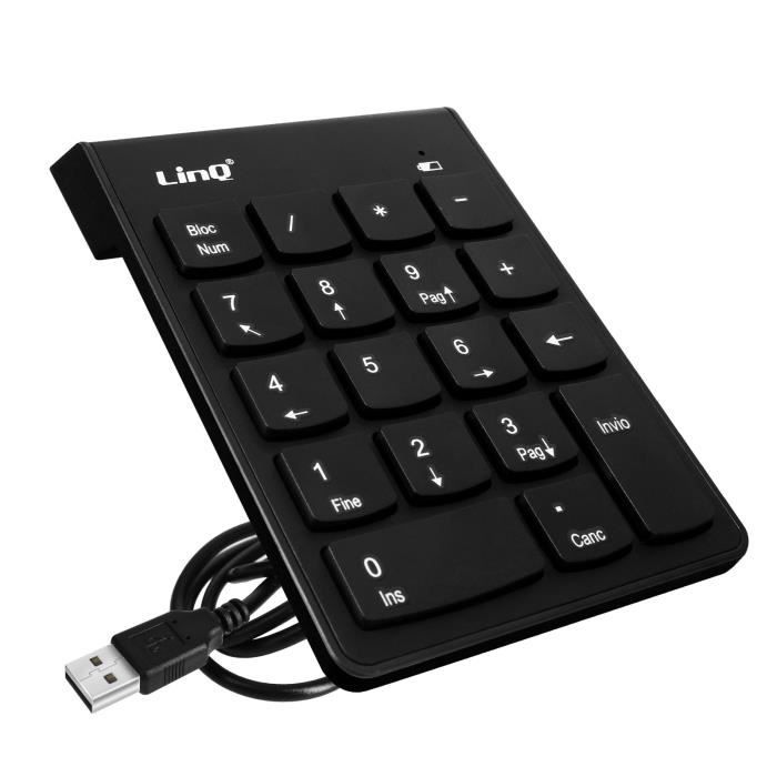 Clavier numérique Filaire Connecteur USB Câble 1,35m LinQ Noir ...