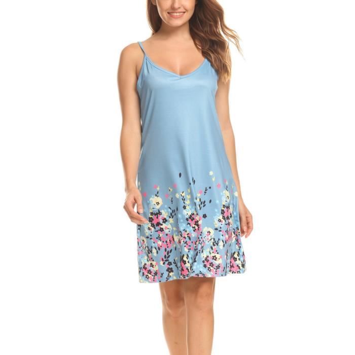 Femmes sling Robe Sans Manches Col Rond Floral Imprime Occasionnelle ...